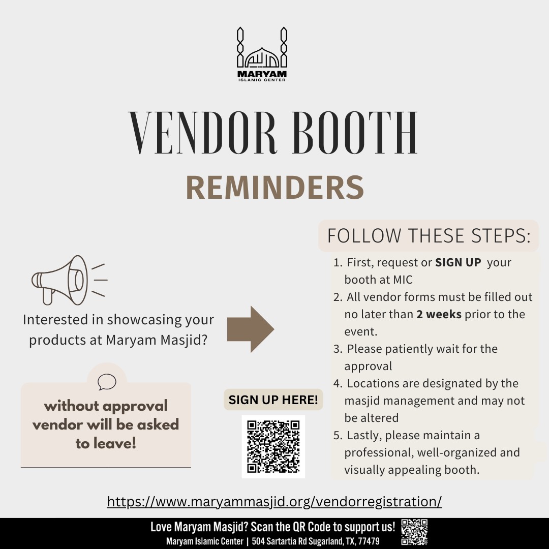 Vendor Registration – Maryam Islamic Center